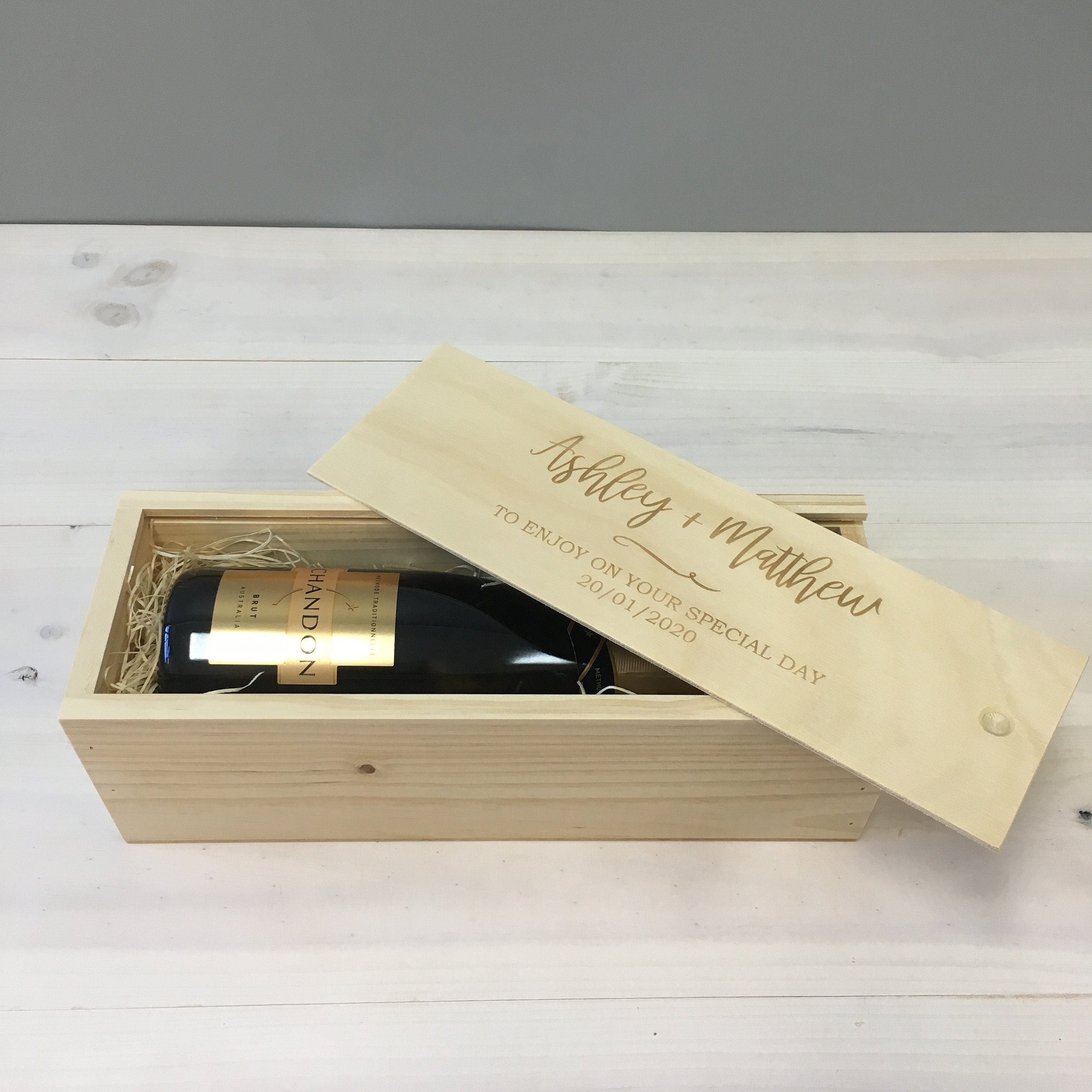 CHAMPAGNE WOODEN BOX Personalised Design Wooden Champagne | Etsy
