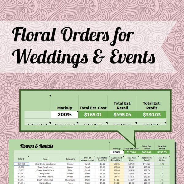 Flower Spreadsheet - Etsy