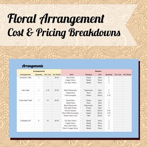 Floral Order Spreadsheet for Weddings & Events - Etsy