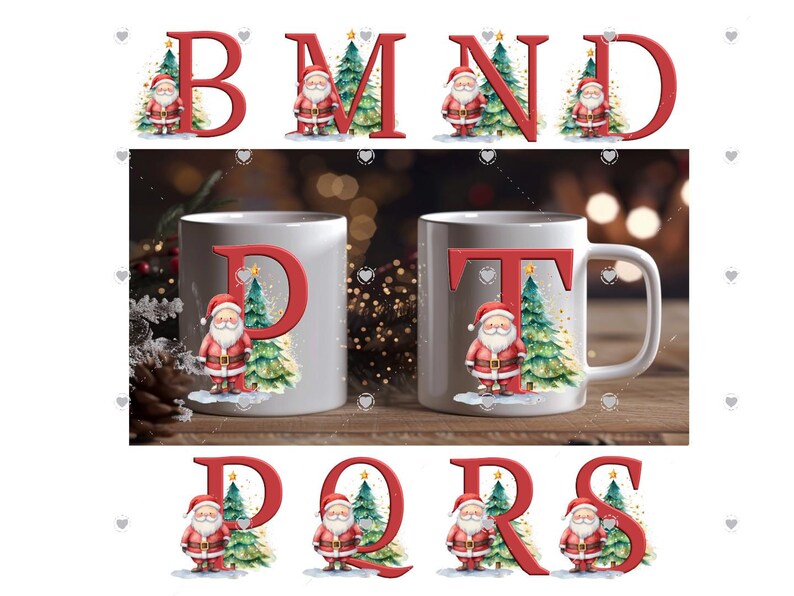 Santa Alphabet Christmas PNG Clipart Bundle, Christmas Letter A - Z ...