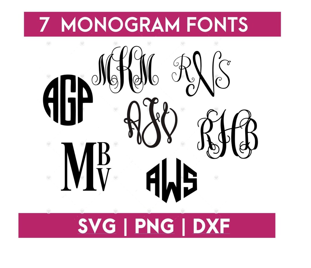 7 Monogram Font Bundle | Monogram Fonts SVG PNG DXF | Vine, Circle ...