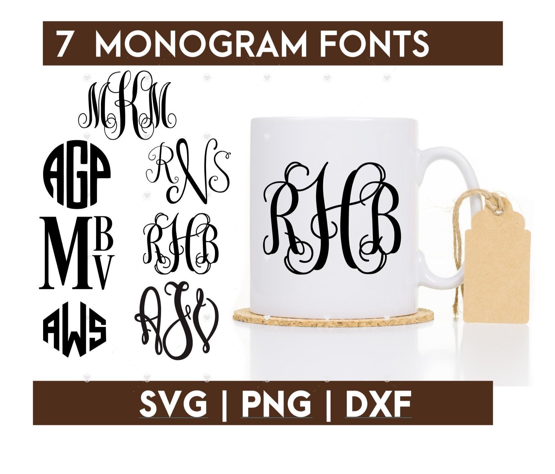 7 Monogram Font Bundle | Monogram Fonts SVG PNG DXF | Vine, Circle ...