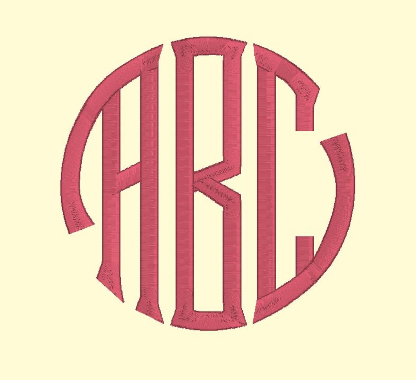 Modern Circle Monogram Embroidery Font | Classic Circle Initials | PES ...