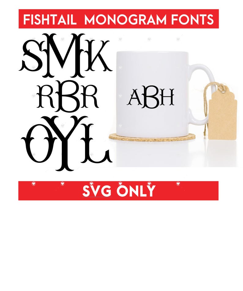 Fishtail SVG Monogram Font | Mermaid Elegant Font for Cricut and ...