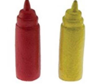 Dollhouse Miniature Ketchup and Mustard, Mini Condiments, 1:12 Scale - Etsy