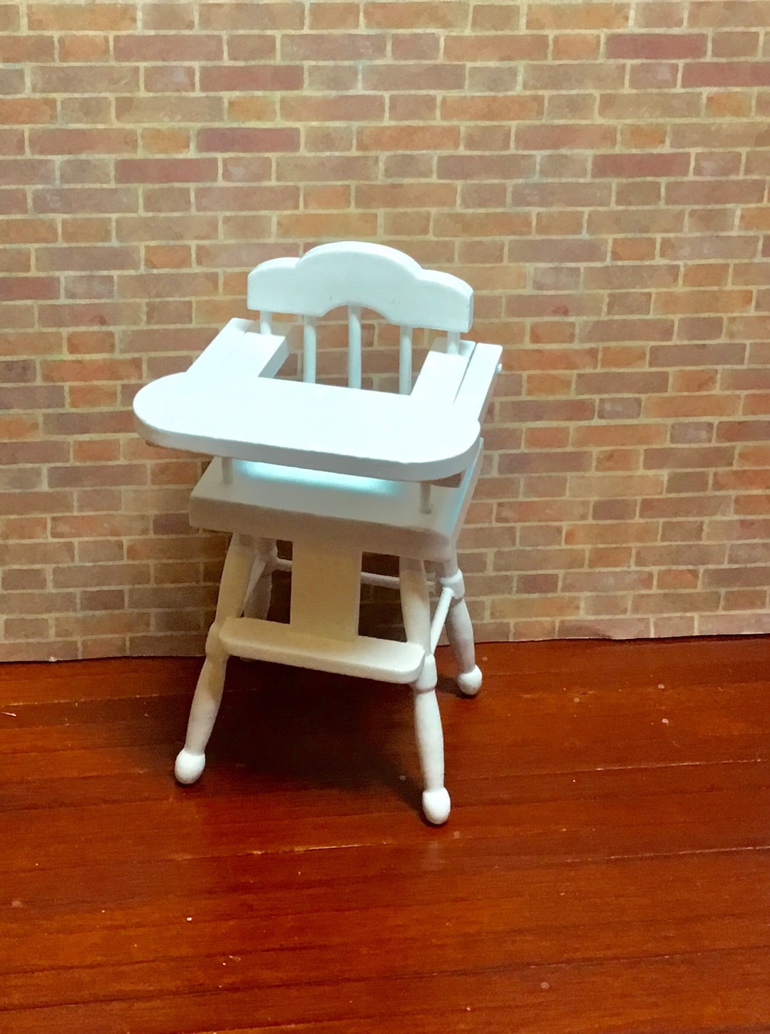 Dollhouse Miniature White Wooden High Chair With Lifting Tray. 1:12 ...