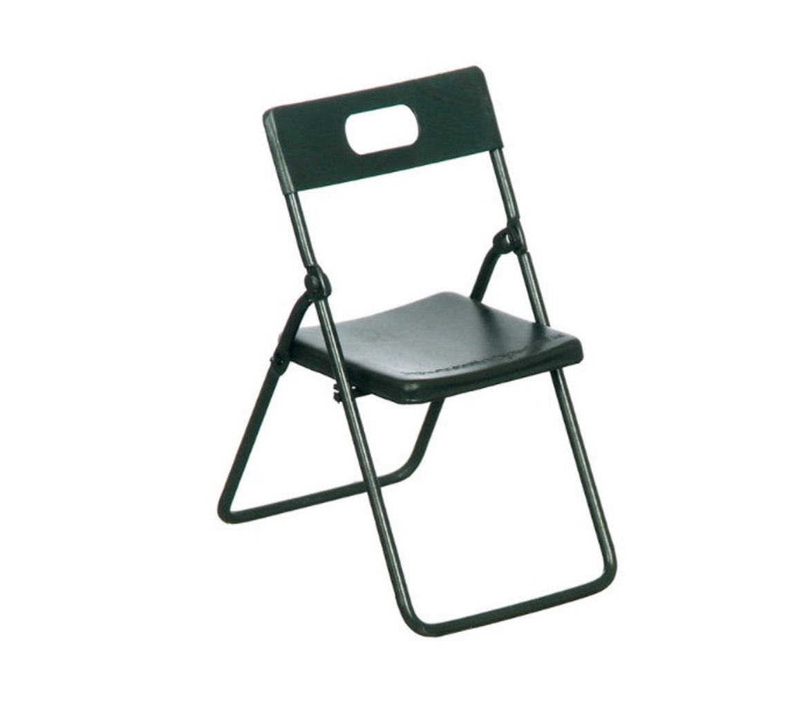 Dollhouse Miniature Black Metal Folding Chair. 1:12 Scale - Etsy