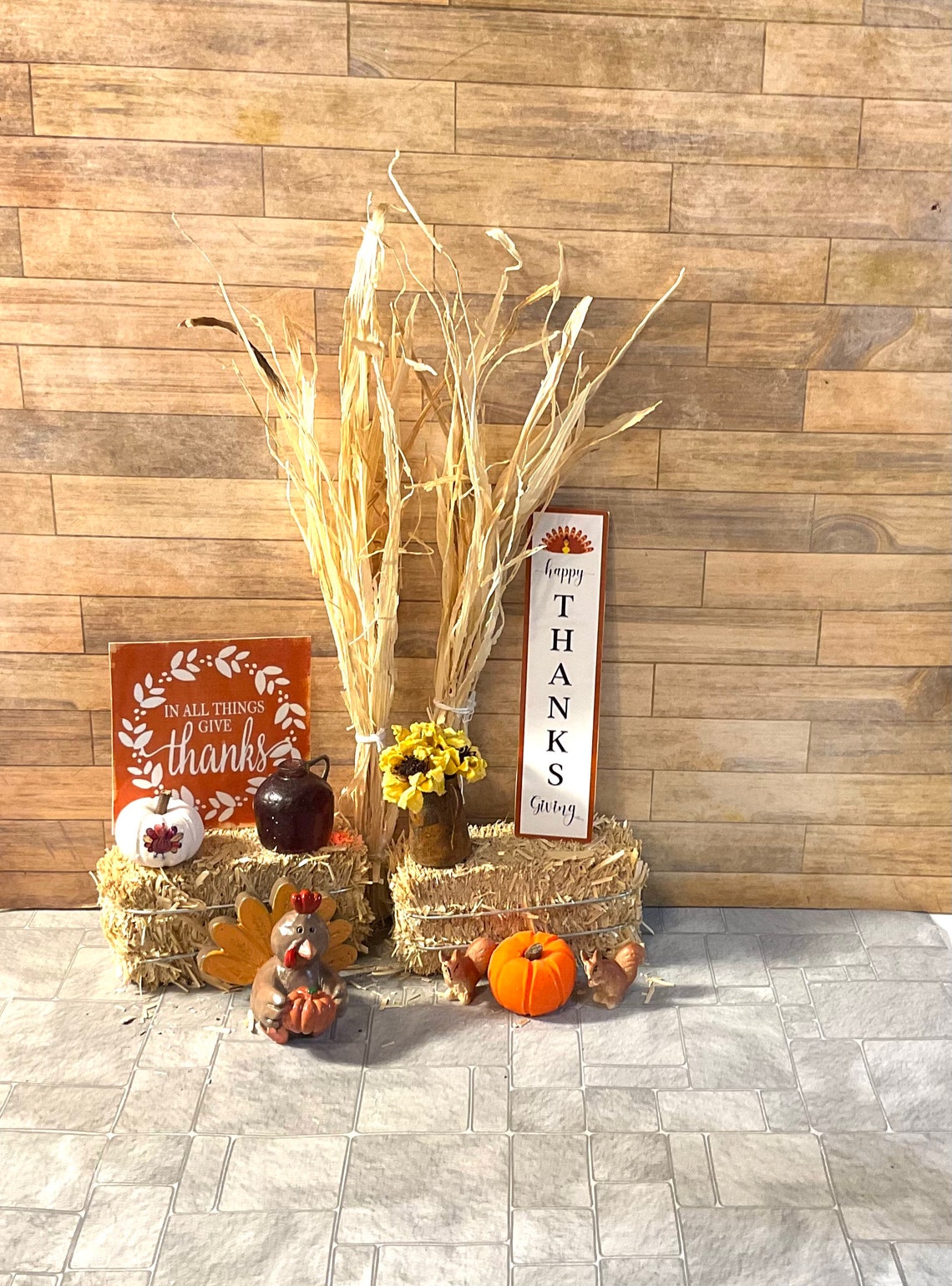 Dollhouse Miniature Thanksgiving Decor, Miniature Hay, Corn Stalks ...