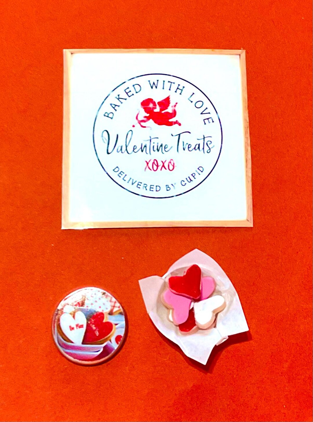 Dollhouse Miniature Valentine’s Day Tin of Heart Shaped Cookies or a ...