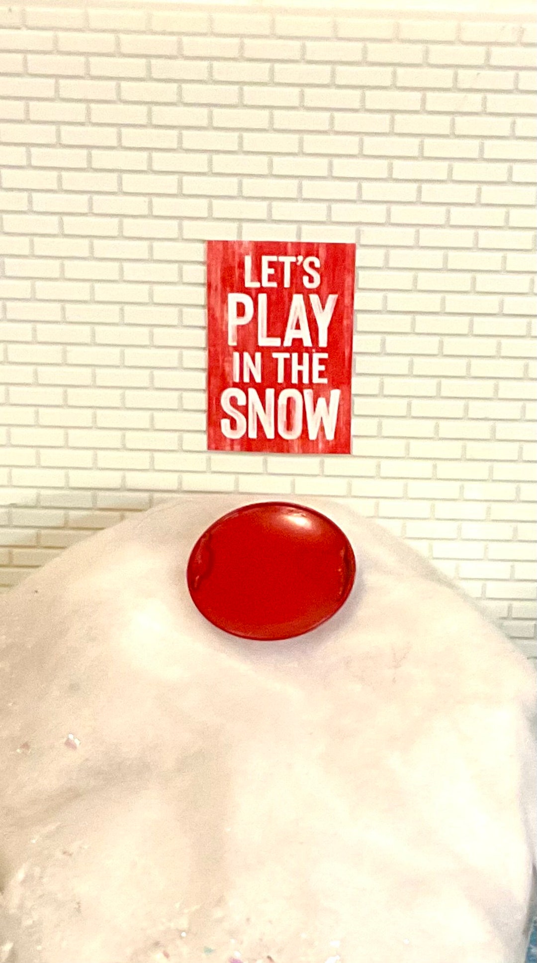 Dollhouse Miniature Red Round Metal Sled or “let’s Play in the Snow ...