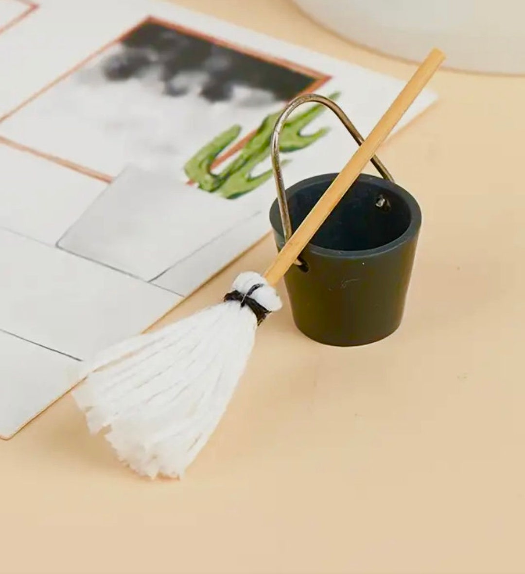 Dollhouse Miniature Mop Bucket and Mop Set. 1:12 Scale - Etsy