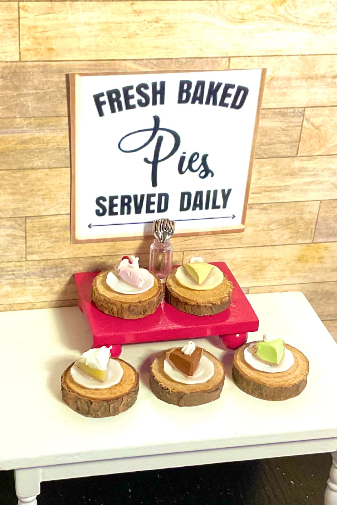 Dollhouse Miniature Pie Display, Choose Your Flavor of Pie on a Plate ...