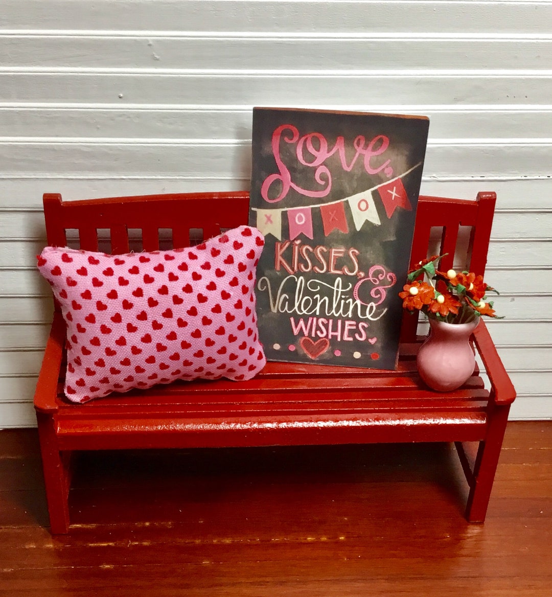 Dollhouse Miniature Valentine Pillow Or Valentines Day Sign 1 12 Scale