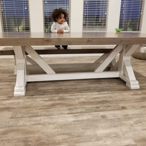 Farm House Trestle Dining Table, Farm Rustic Table, Kids Friendly - Etsy
