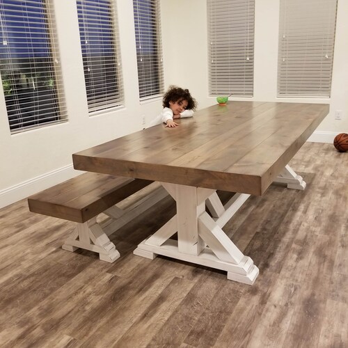 Farm House Trestle Dining Table Farm Rustic Table Kids | Etsy