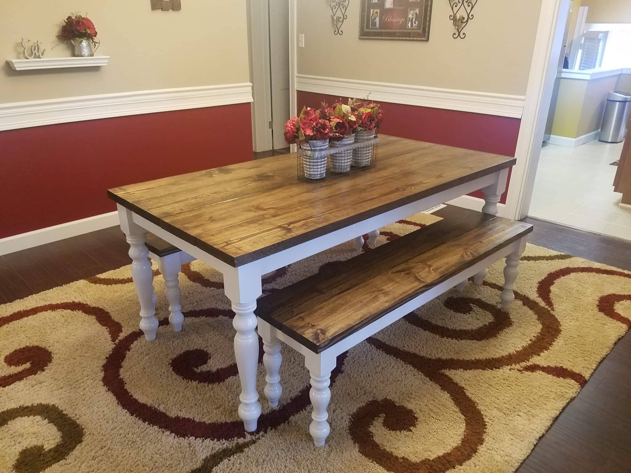 Farm House Style Table With Turned Legs | Free Shipping - Etsy