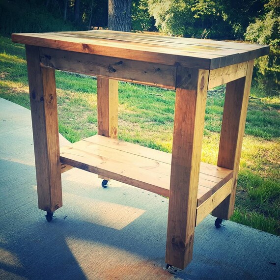 Wooden Kitchen Island Cart or Staionary Rustic HGTV | Etsy