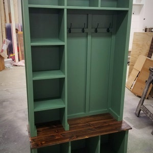 Hall Tree With Bench With Side Storage | Free Shipping | Farmhouse Hall ...