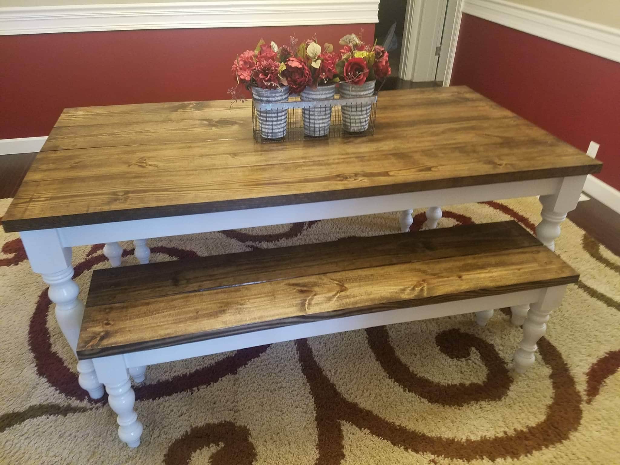 Farm House Style Table With Turned Legs | Free Shipping - Etsy