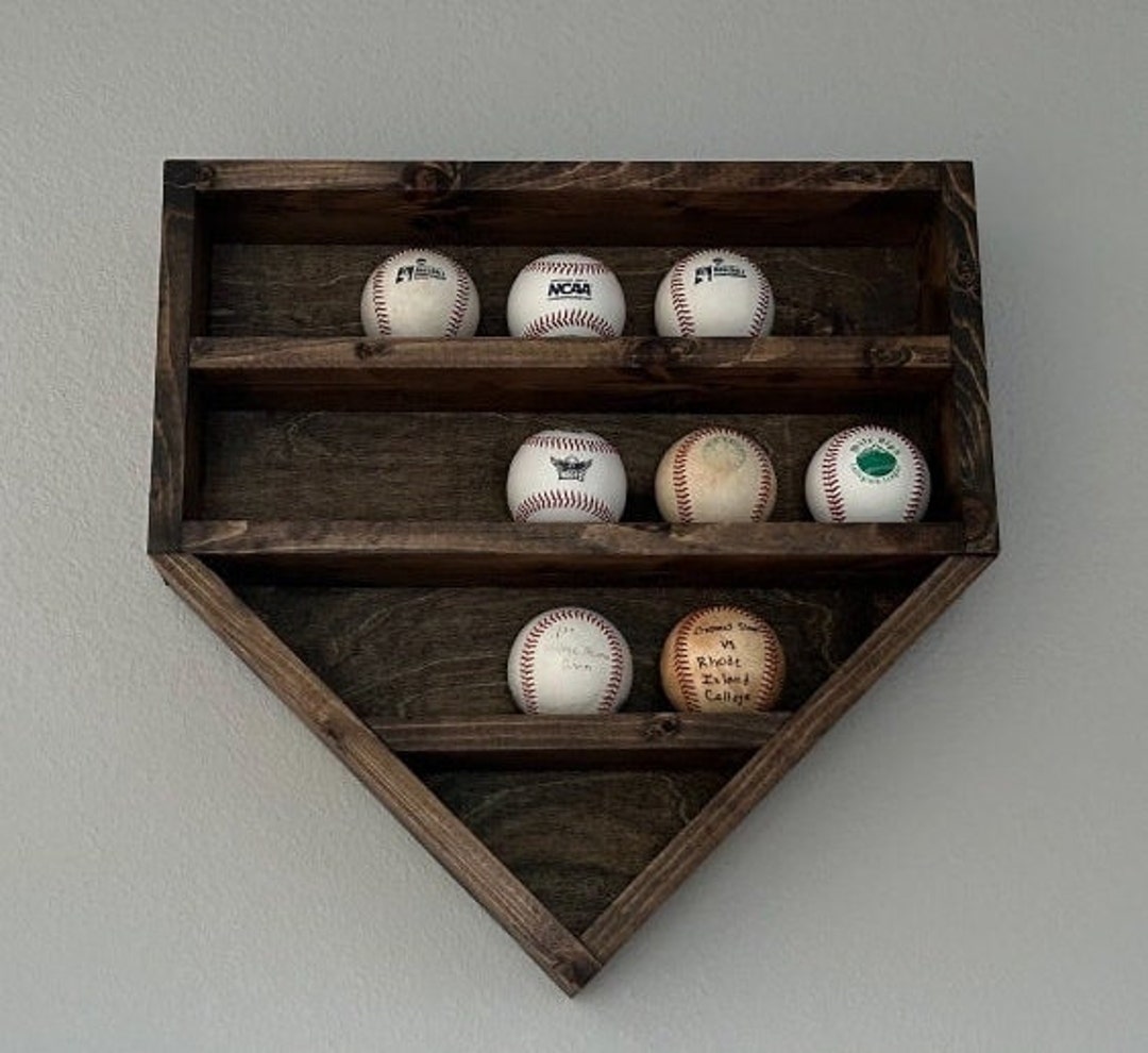 Wooden Home Plate Baseball Display 14 Baseballs Fast Turnaround Free ...
