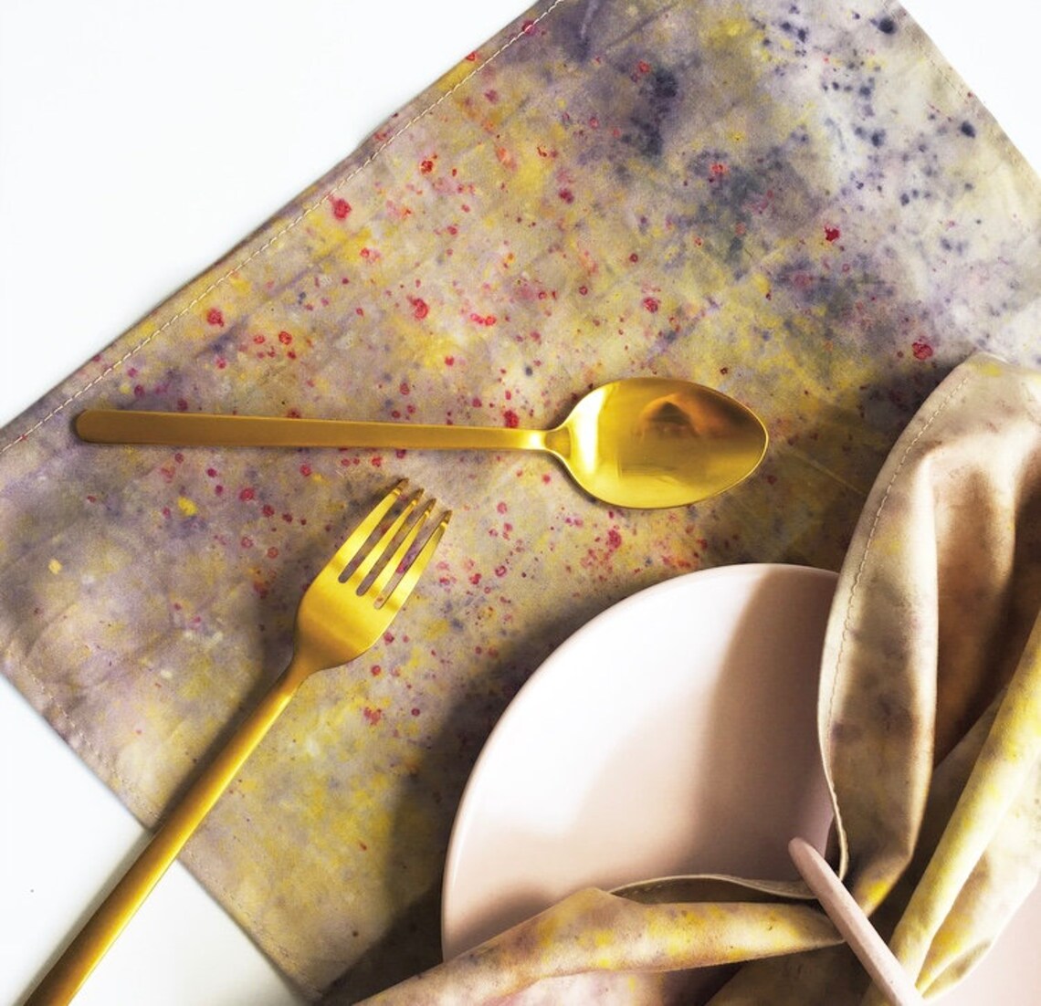 4 X Naturally Dyed, Botanically Dyed Cotton Napkins, Zero Waste Gift ...