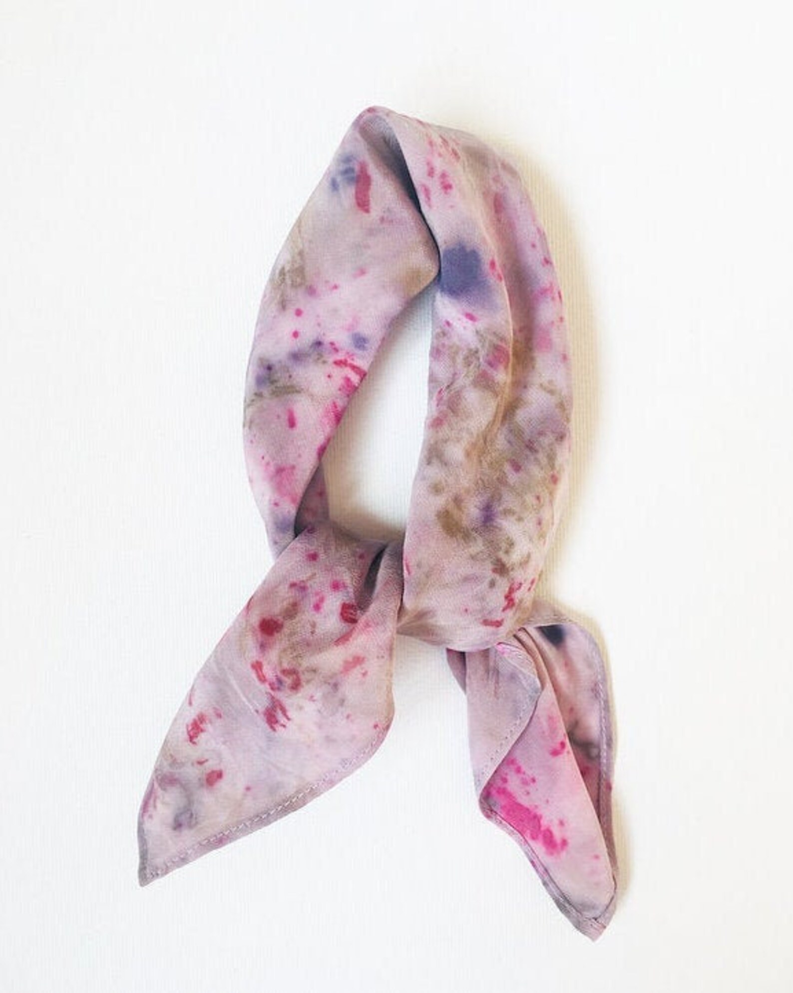 Naturally Dyed Bandana, Pink Silk Head Scarf, Hair Scarves, Botanically ...