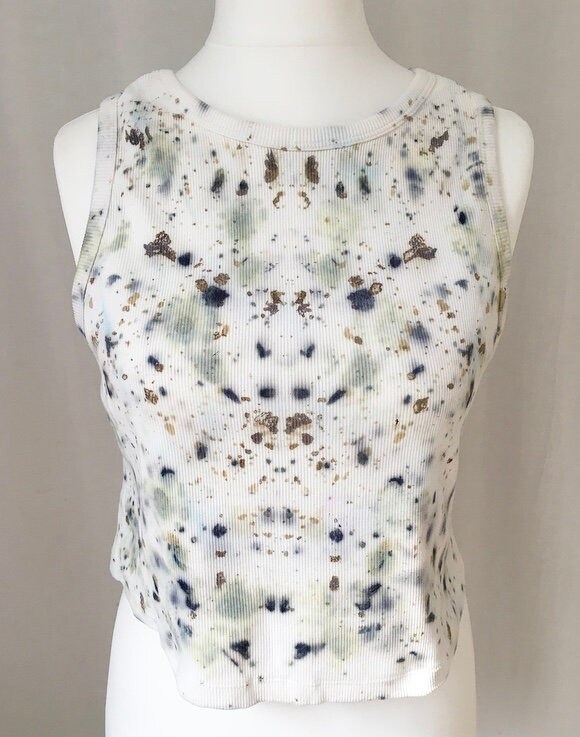 Botanically Dyed Top, Cotton Top With Flowers, Unique, Naturally Dyed ...