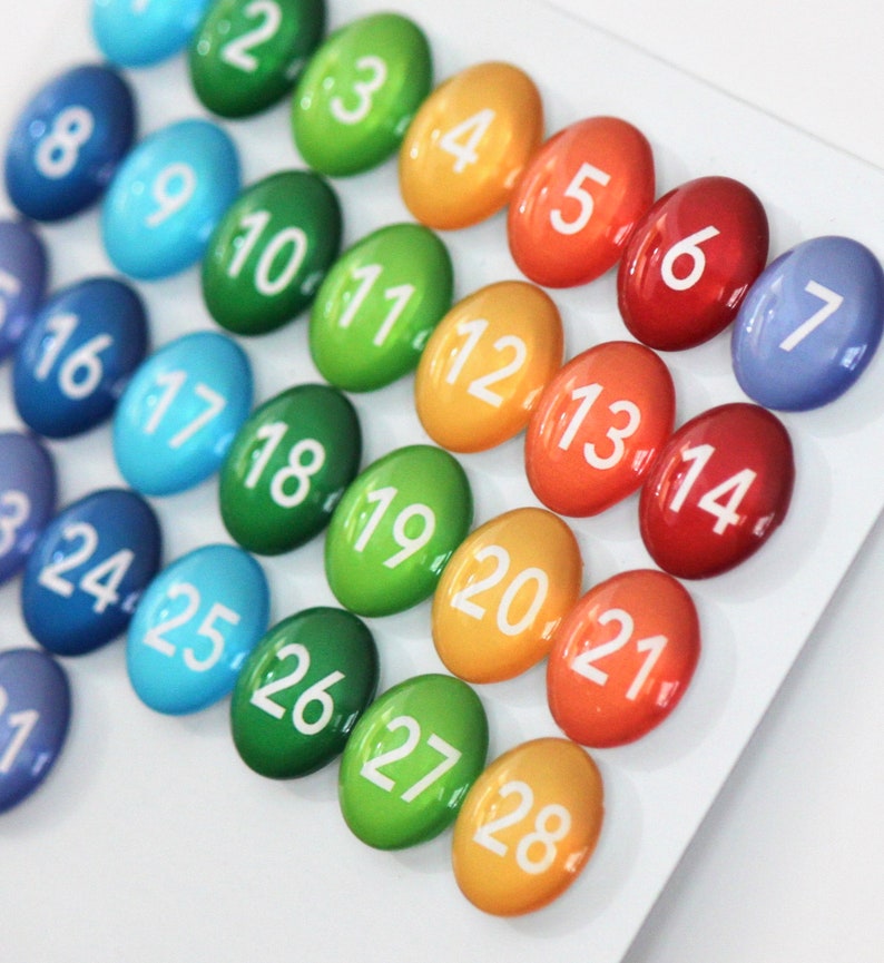 Glass Number Magnets - Rainbow - Etsy