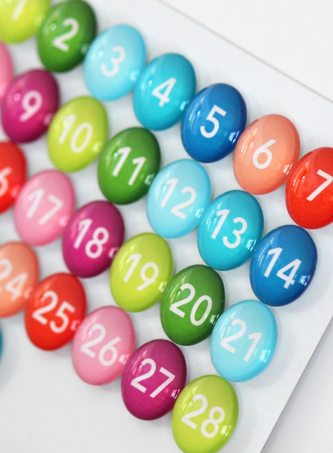 Glass Number Magnets - Multicolored - Etsy