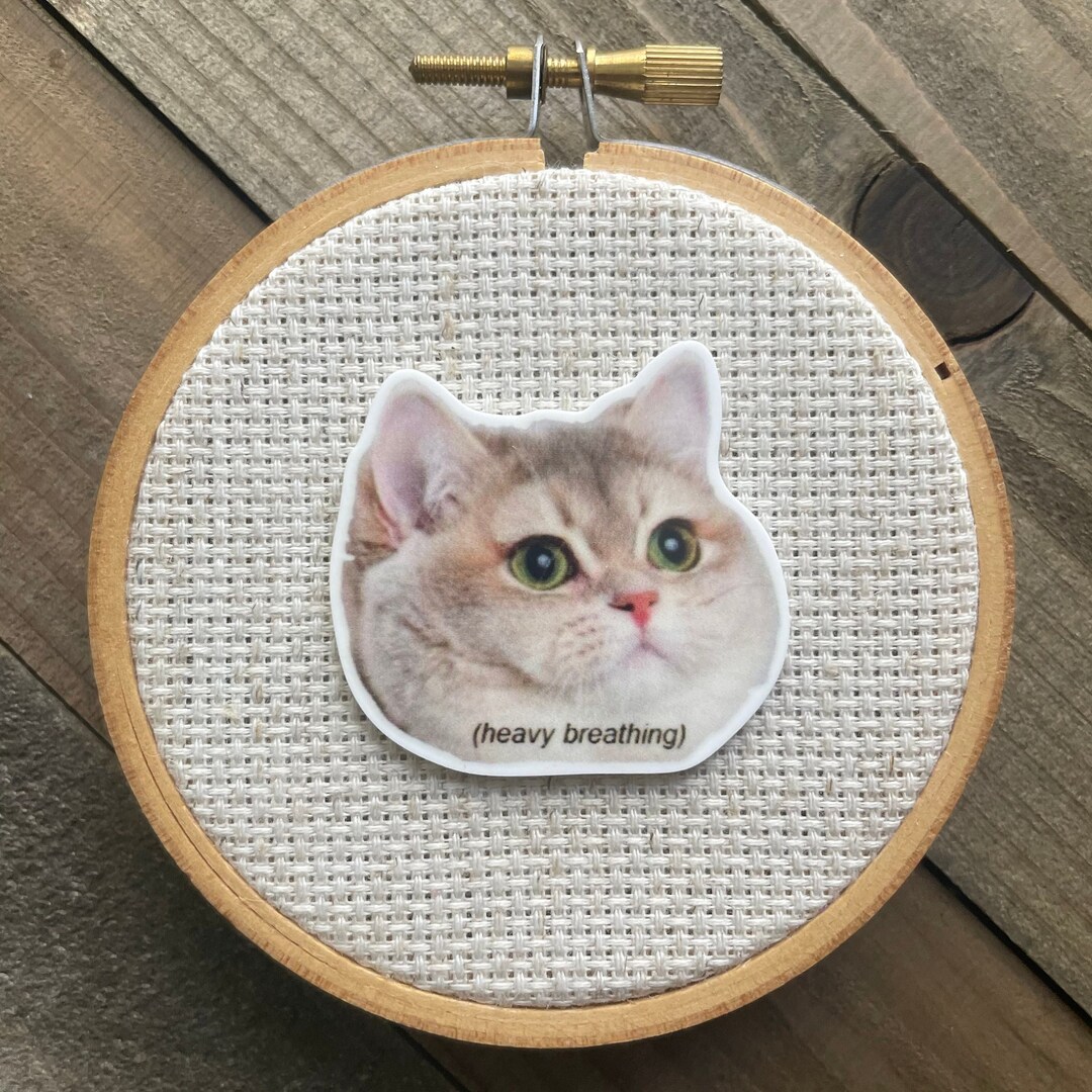 Heavy Breathing Cat Needle Minder - Meme Needle Minder - Meme Cross ...