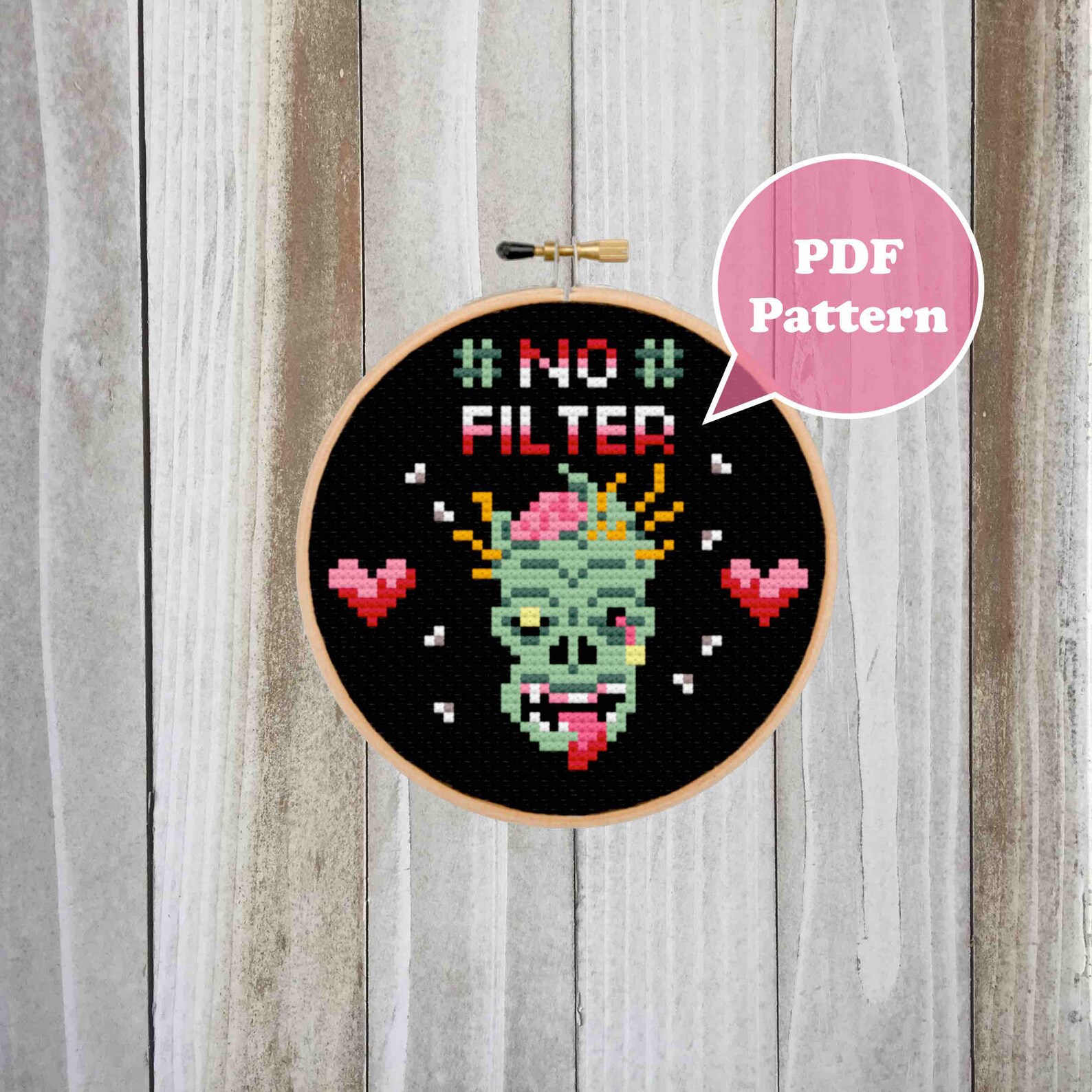 No Filter Cross Stitch Pattern Zombie Cross Stitch Pattern - Etsy