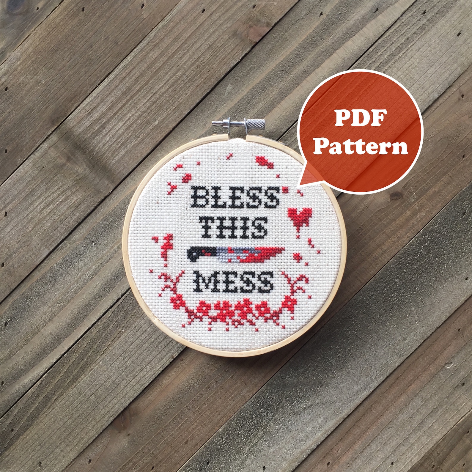 Bless This Mess Cross Stitch Pattern Bloody Cross Stitch - Etsy