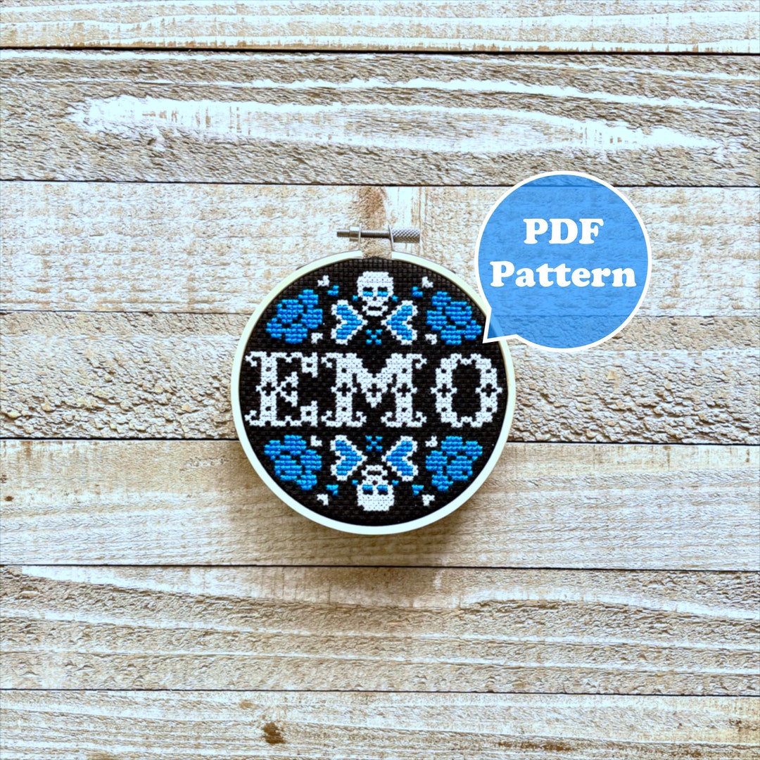 Emo Cross Stitch Pattern - Retro Cross Stitch Pattern - Modern Cross ...