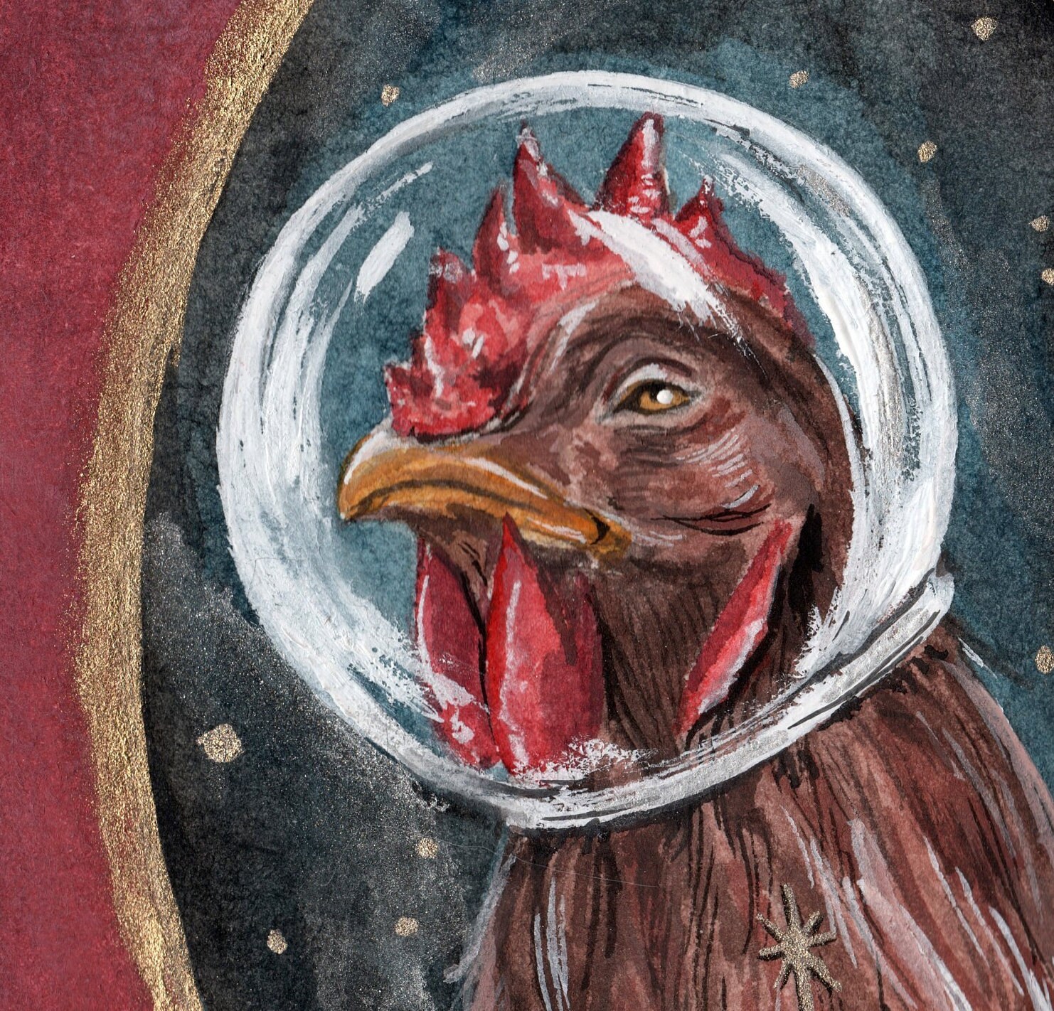 Space Chicken Space Animal Series Fine Art Print Hen Art - Etsy Canada