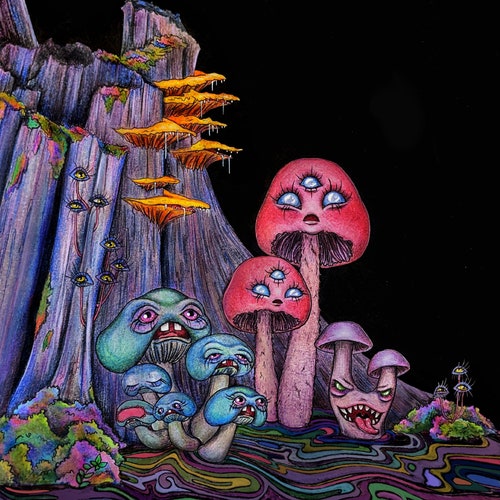 The Psychedelics Mushroom Print Alien Fungi Cute Mushrooms - Etsy