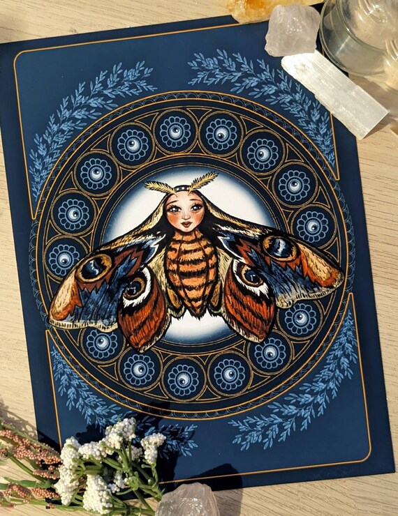 Moth Baby Cottagecore Art Print Forest Witch Art Moth - Etsy