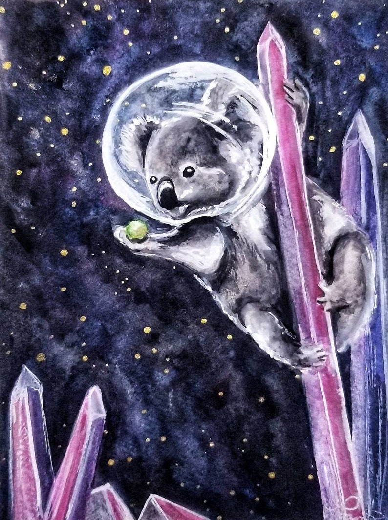 Space Koala Print Australian Animal Crystals Space Art | Etsy