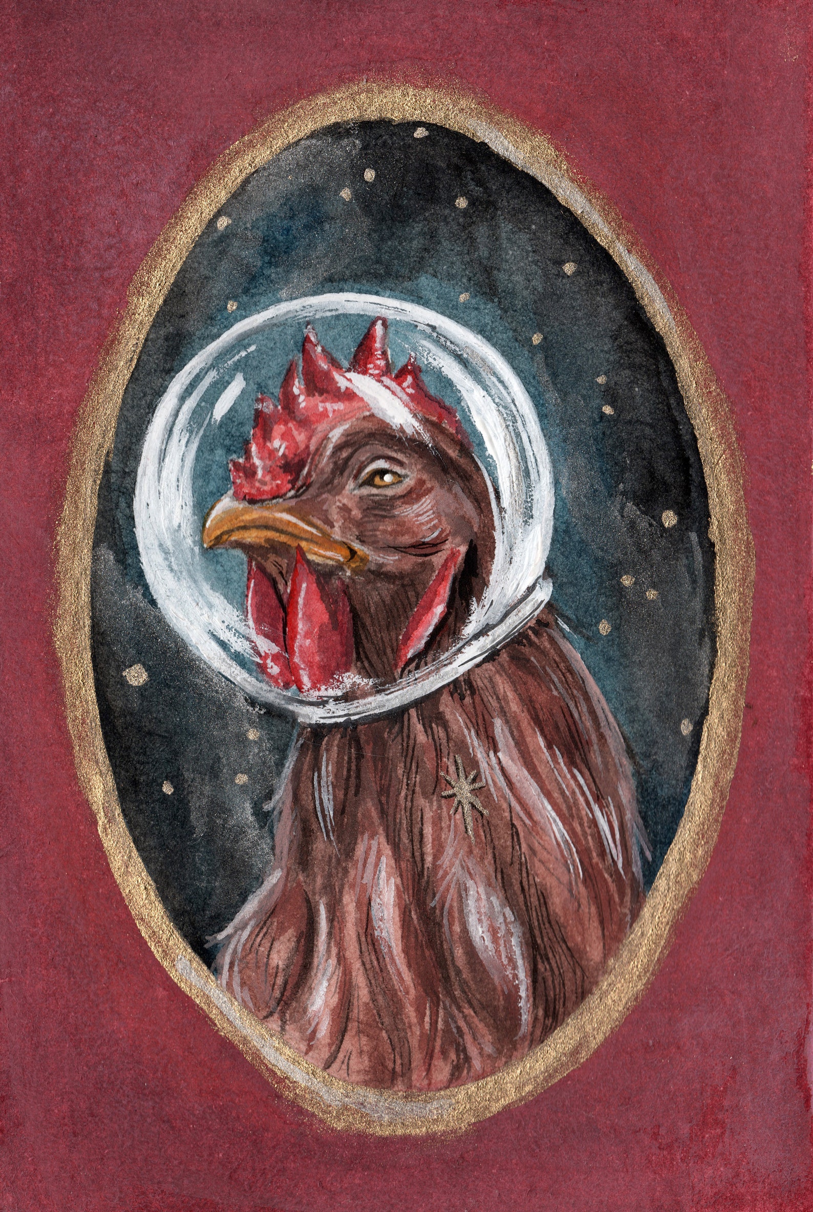 Space Chicken Space Animal Series Fine Art Print Hen Art - Etsy Canada