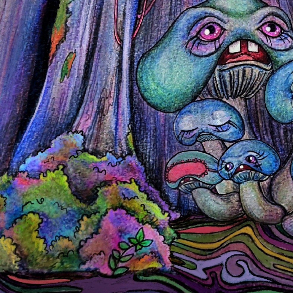 The Psychedelics Mushroom Print Alien Fungi Cute Mushrooms | Etsy