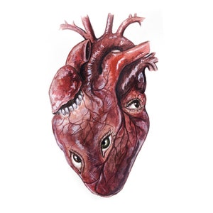 Macabre Art, Heart Anatomy, Watercolor Art Print, Creepy Art, Gothic ...