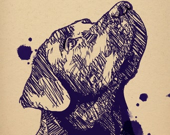 Dog Ink Drawing - Etsy