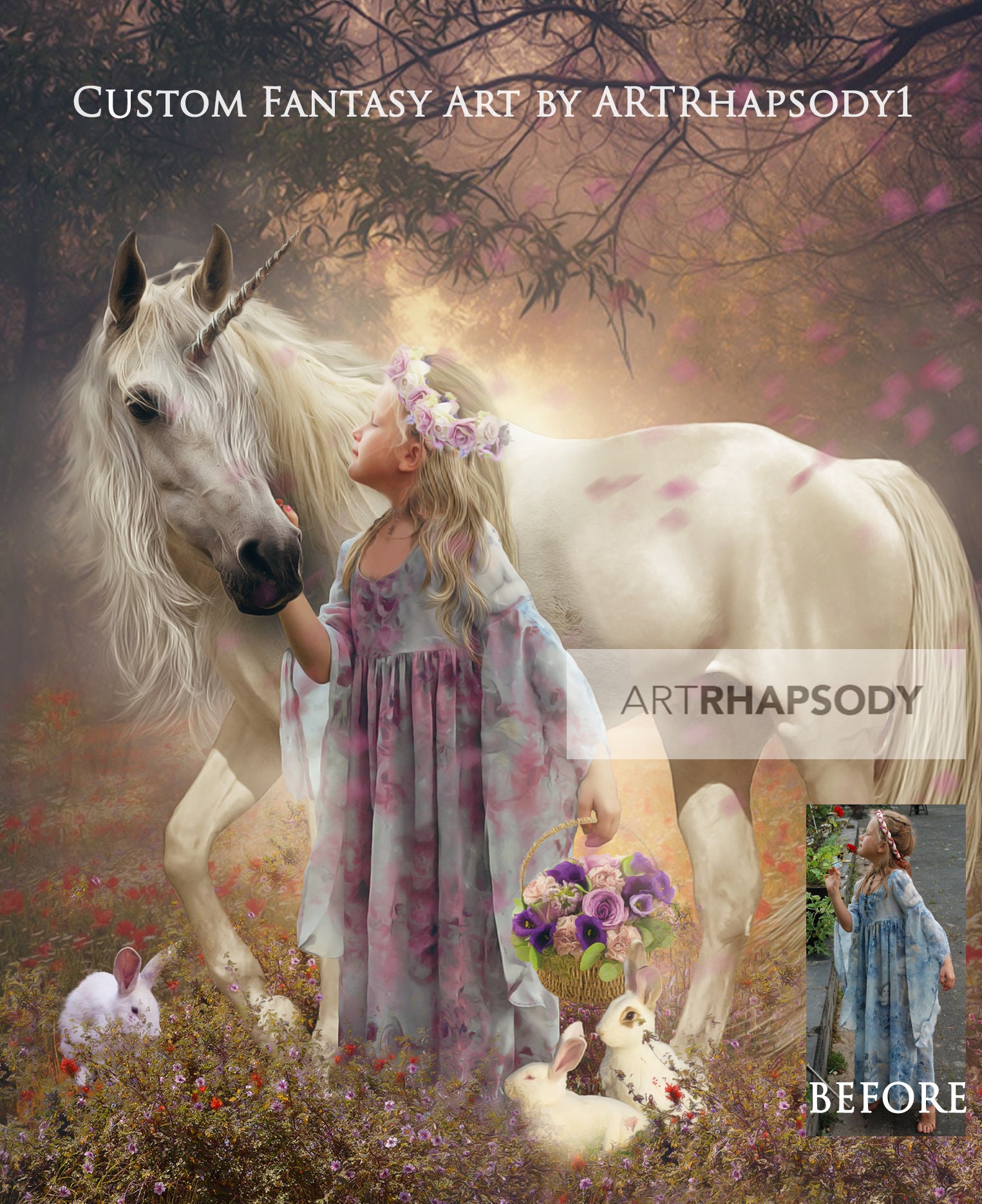 Custom Children Fantasy Portrait From Your Photo Be a Fairy - Etsy