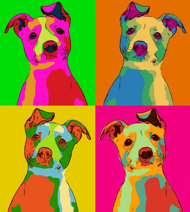 Custom Pet Pop Art Portrait DIGITAL, Hand Drawn Colorful Pop Art ...