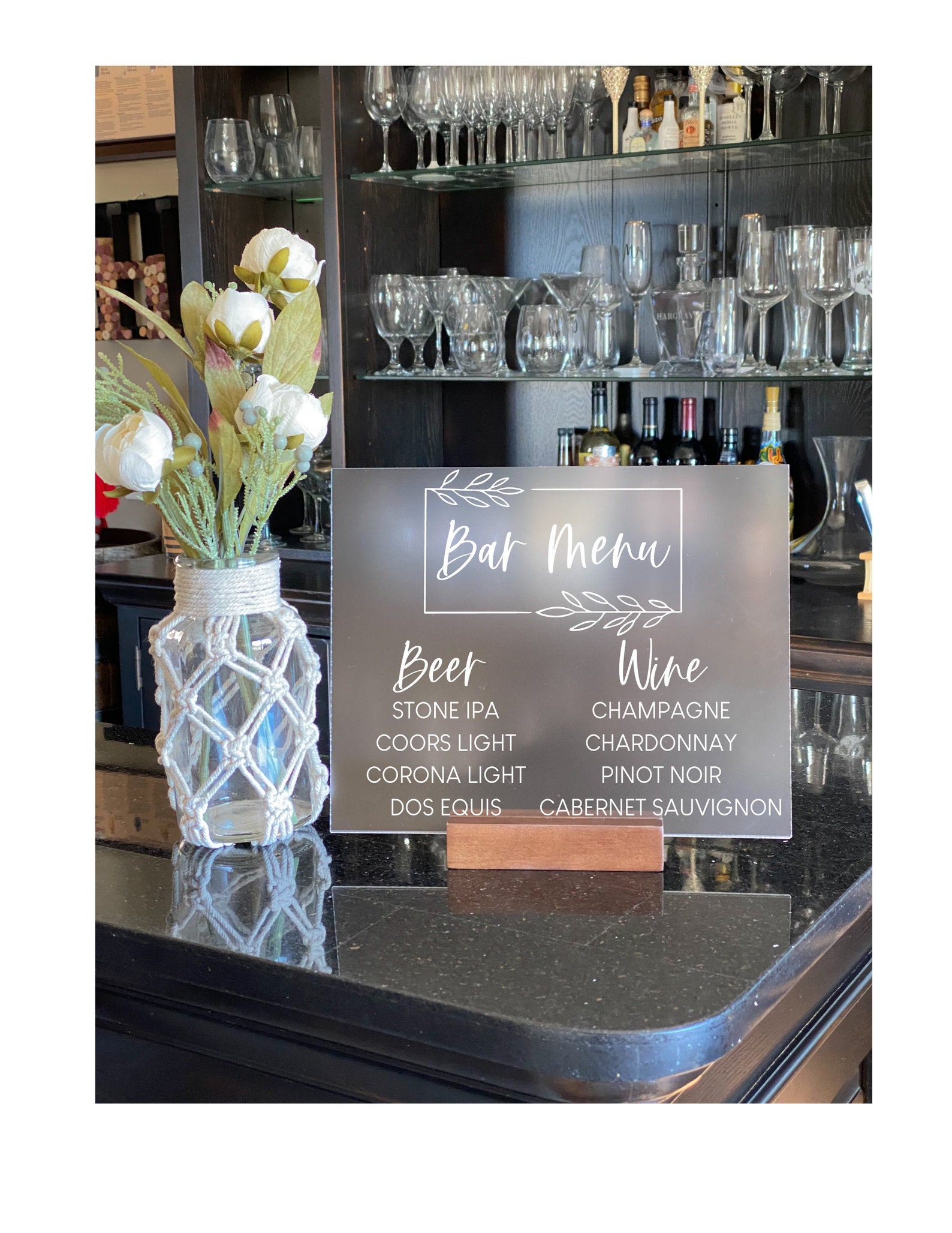 Frosted Acrylic Bar Menu Sign Wedding Bar Menu Frosted | Etsy