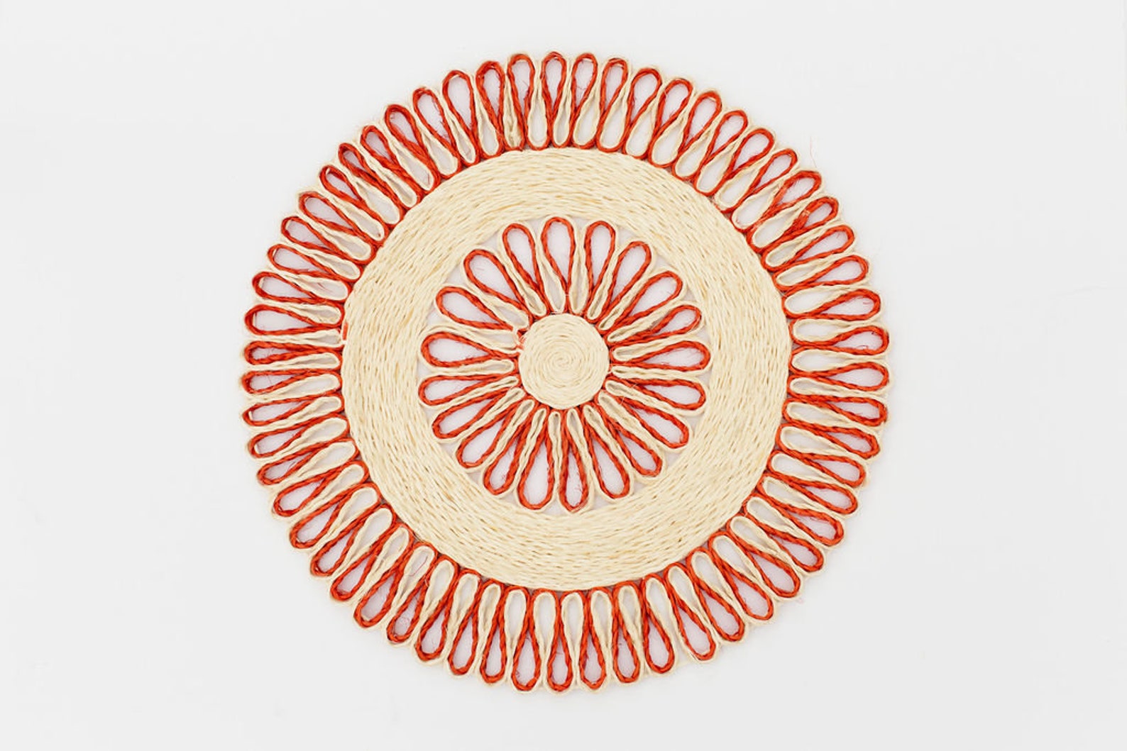 Woven Placemats Round Hot Pads Red Placemats Boho Woven - Etsy