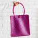 Fuchsia Woven Bag With Handles, Pink Straw Tote Bag, Shopping Tote Bag ...