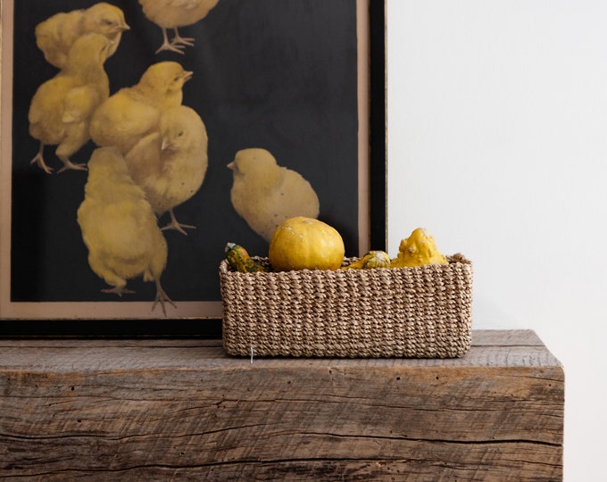 Seagrass Small Basket, Rectangular Woven Boho Tray, Handmade Storage - Etsy