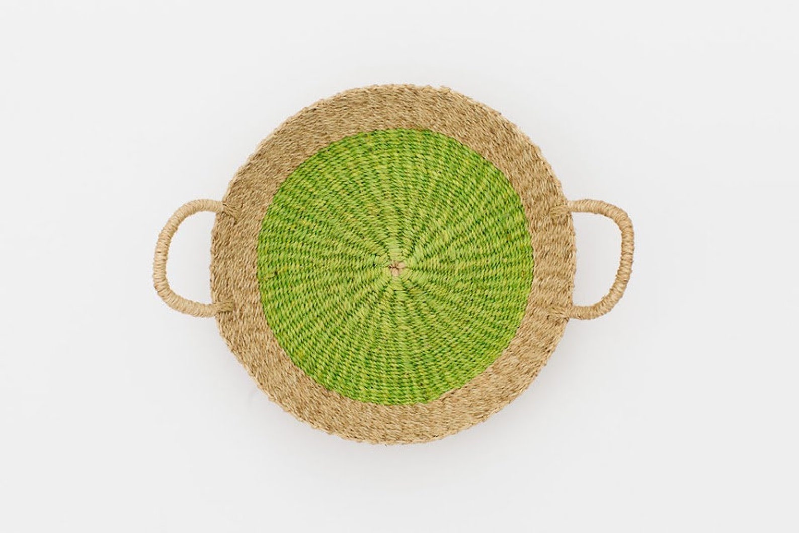 Green Seagrass Basket Tray Woven Wicker Tray Bowl With - Etsy