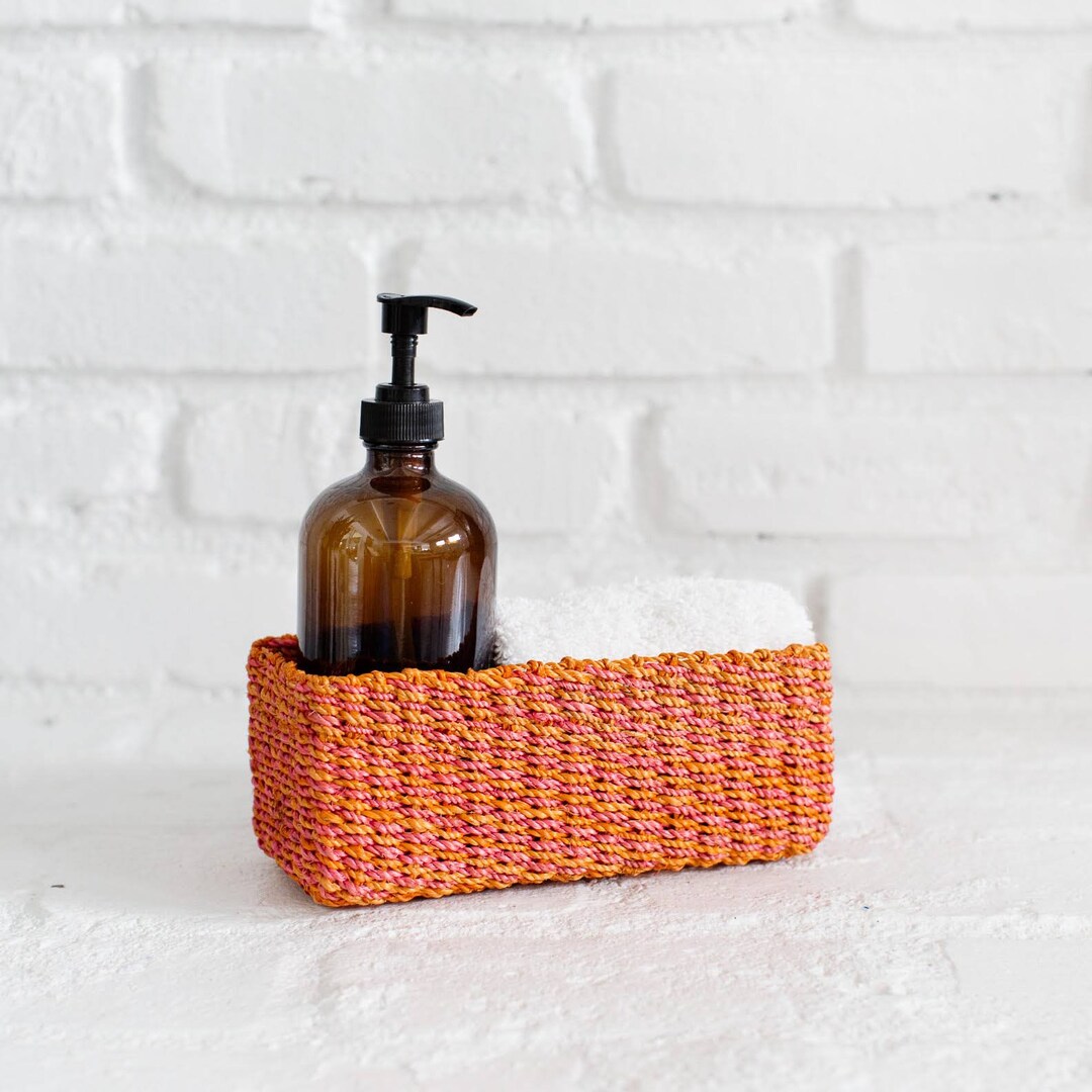 Bathroom Basket, Narrow Basket, Coastal Storage Basket, Toiletry Basket ...