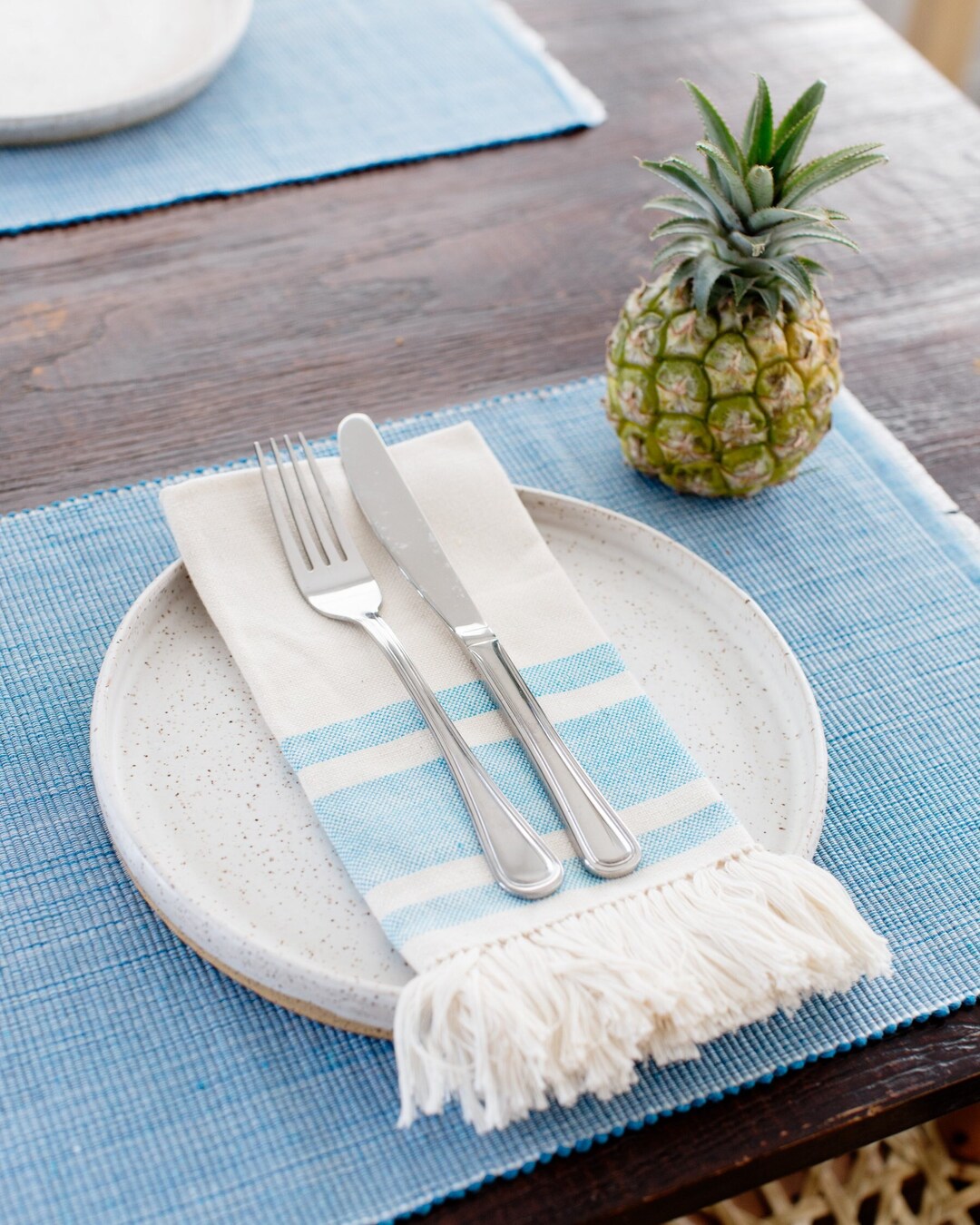 Inabel Dining Napkins, Blue Dinner Napkins, Table Placemats, Cotton ...